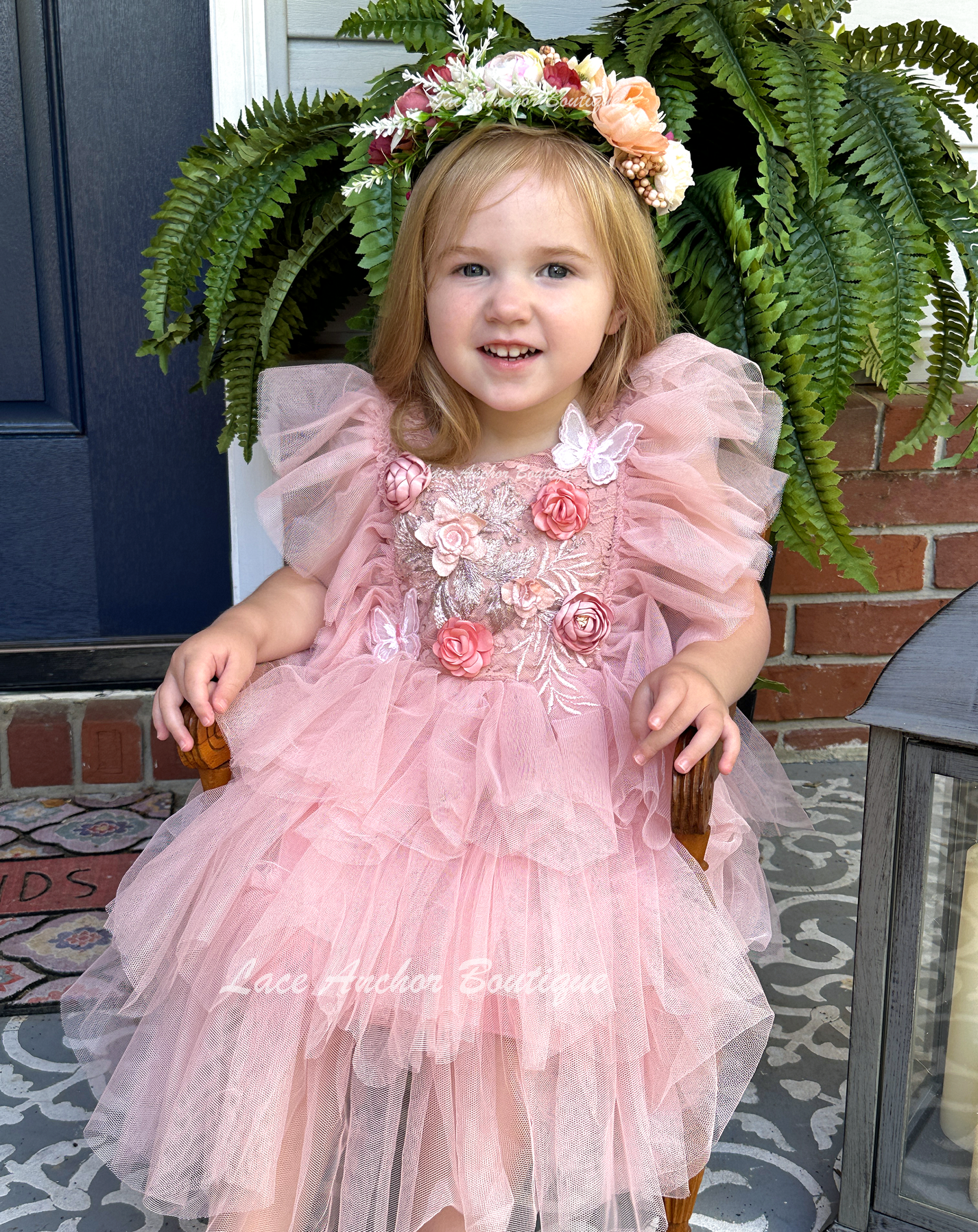 Braylee Floral Pink Tulle Dress – The Lace Anchor
